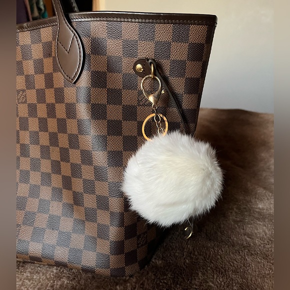 Accessories | Genuine Rabbit White Fur Ball Pom Pom Keychain Car Keys ...